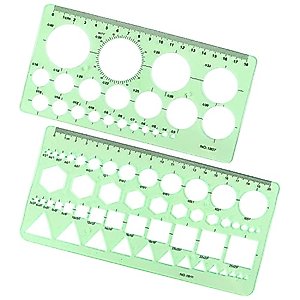 Tamaki Circle Template Measuring Geometry Ruler Geometric Drawings Stencils Rulers Scale Drafting Digital Drawing Set for Office and School Building Formwork Drawings Templates, 2 Pack