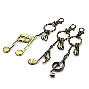 NEWOTE Vintage Bronze Music Note Keychains Men's Women Clef Treble Key Rings for Key BFF Relationship Gift, Set of 3