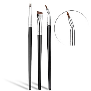 Eyeliner Brushes Set,JASSINS Fine Angled Eyeliner Brushes,Precision Gel Eye Liner Ultra Fine Bent Makeup Brush For Newbies and salon（3PCS）