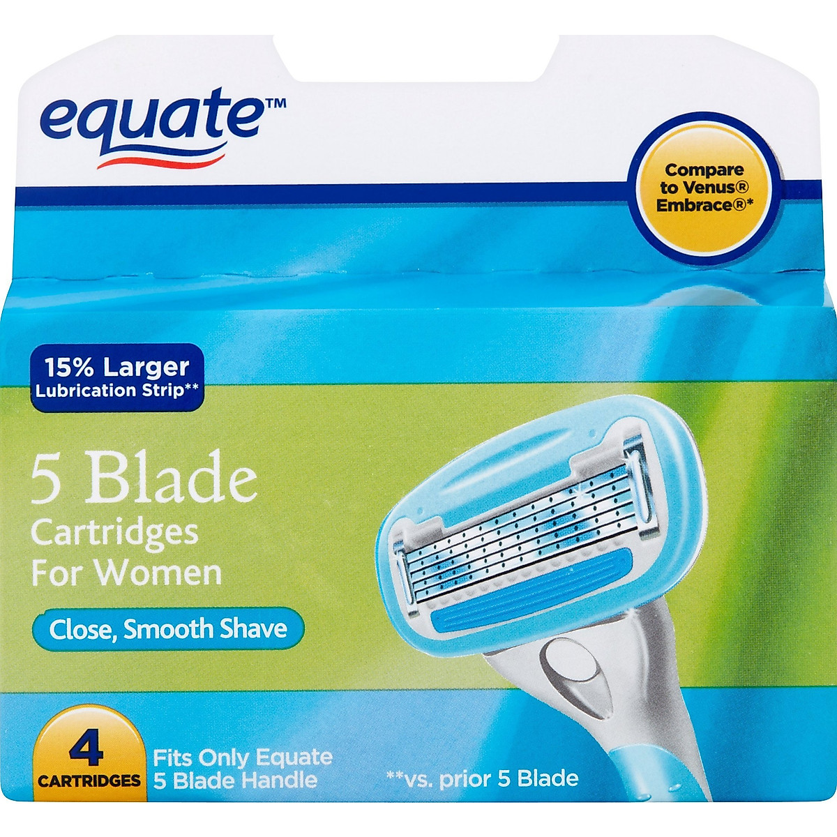 Equate 5-Blade Razor Cartridges - Compare to Venus Embrace (Pack of 4 Cartridges)