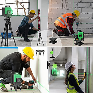 Laser Level 360 Self Leveling, Laser Levels 3 * 360 12 Lines Lazer for Construction with 2*Rechargeable Battery, Laser Line Level Tool with Remote Controller, Magnetic Rotating Stand