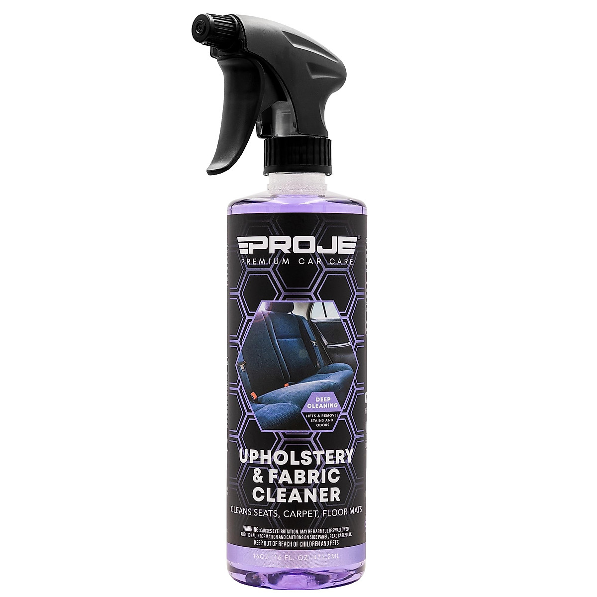 PROJE' Upholstery & Fabric Cleaner - Effective Carpet Cleaner - Stain remover - Eliminates Odors - Car Seat Cleaner - 16 Fl Oz