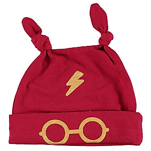 Harry Potter Baby Girls' Bodysuit, Knotted Cap & Socks Gift Set (Pink/Red/Yellow, 6-9 Months)