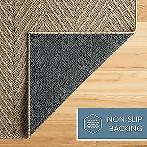TOWN & COUNTRY BASICS Pax Herringbone Textured Solid Everwash® Washable Area Rug, Low Pile, Non-Slip Backing, Easy Clean Pet & Family Friendly Rug, Brown, 8' Round