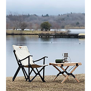 S'more Camping Aluminum High Armchair, Lightweight Folding Chair with Back Pocket, Portable Outdoor Chair with Carry Bag for Camping, Picnic, Fishing, Hiking, Sports Meeting, BBQ, Beach (Black)