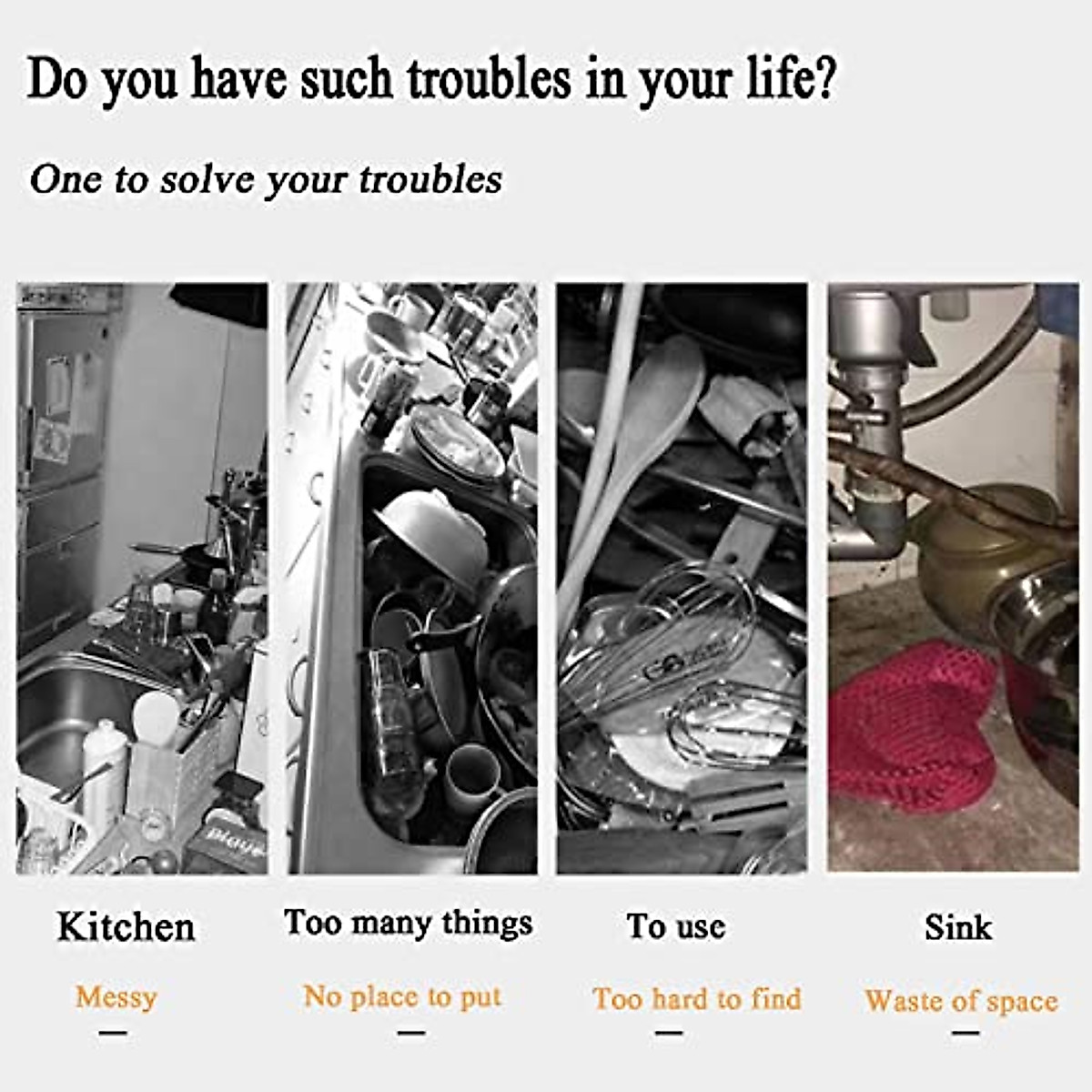 MADELL Sinks Under Sink Organizers,Kitchen Cabinet Organization,Multi-Purpose Organizer and Storage for Kitchen Countertop Bathroom Cabinet/Black