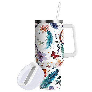 a of Dream Catchers 30 Oz Iced Coffee Tumbler with Lid and Straw Water Bottles