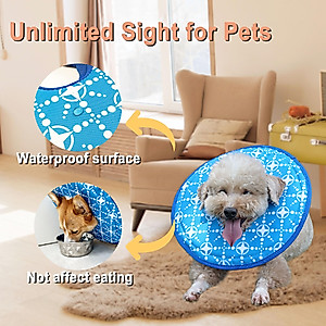Aberatail Soft Dog Cones for Large Medium Small Dogs After Surgery, Adjustable Soft Cone Collar, Recovery Collars to Prevent Pets from Wounds and Rashes with Hook & Loop and Drawstring (Large)