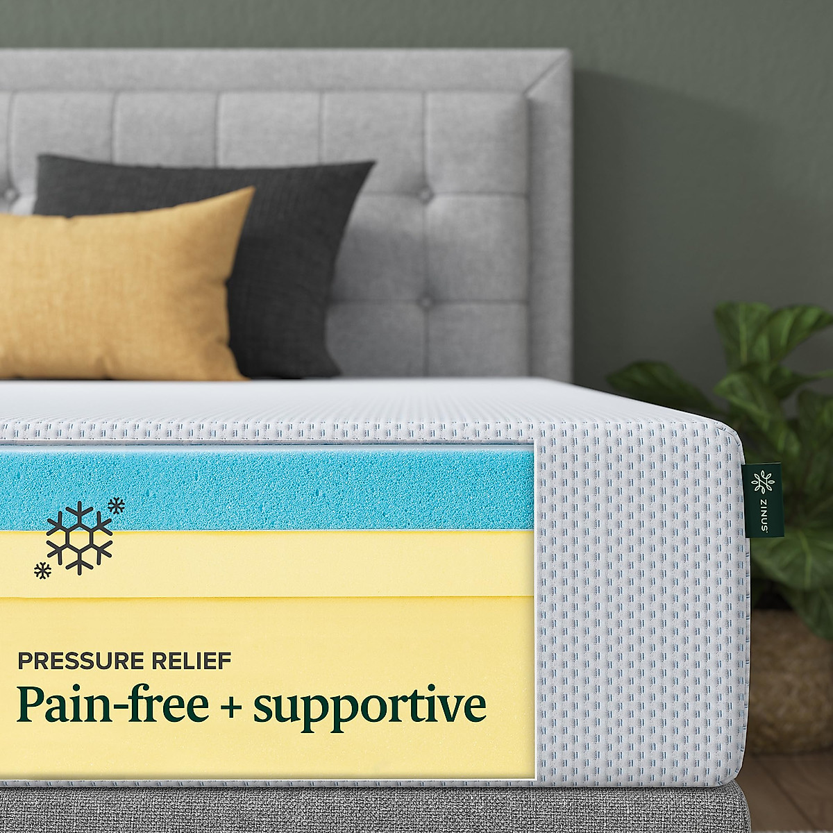 ZINUS 10 Inch Green Tea Cooling Gel Memory Foam Mattress, King, Fiberglass Free, Cooling Gel Foam, Pressure Relieving, CertiPUR-US Certified, Mattress in A Box, White