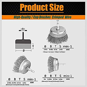 WENORA 20 Pack Wire Brush Wheel for Drill Set, Wire Brush for Drill 1/4 Inch Hex Shank 0.012 inch Coarse Carbon Steel, Wire Wheel for Drill for Cleaning Rust and Abrasive,Wire Brush Drill Attachment