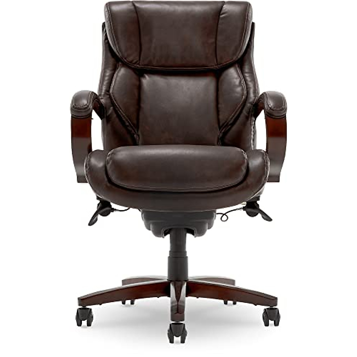 La-Z-Boy Bellamy Bonded Leather Executive Office Chair with Memory Foam Cushions, Brown