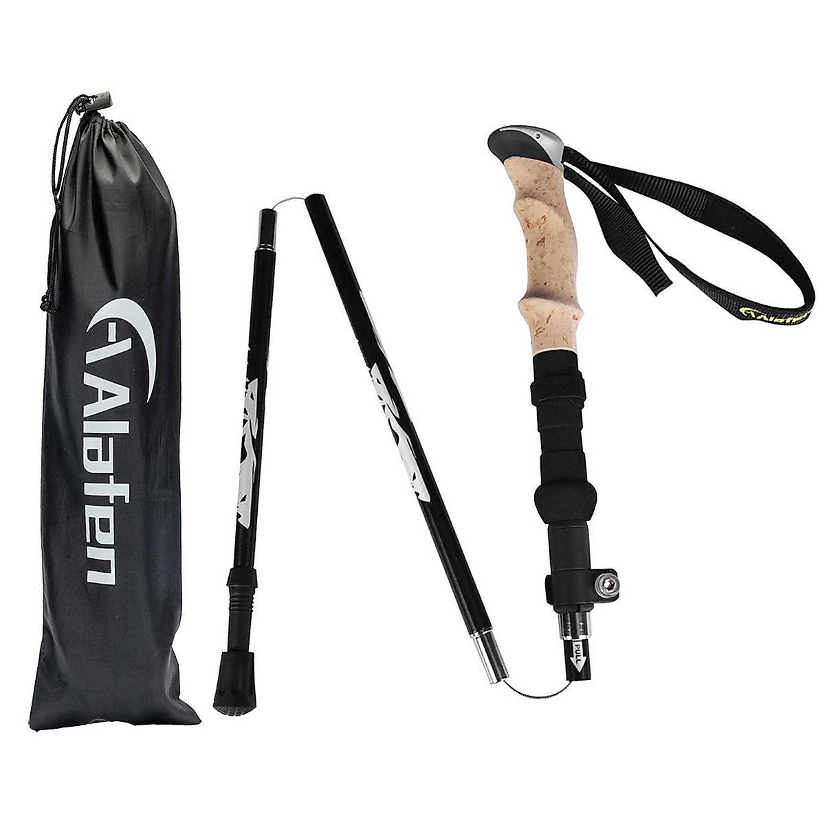 A ALAFEN Walking Stick - Collapsible Trekking Pole for Men and Women,7075 Aluminum Hiking Stick for Seniors, Black 1PC