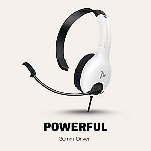 PDP LVL30 Wired Headset with Single-Sided One Ear Headphone for PlayStation, PS4, PS5 - Mac, Tablet Compatible - Noise-Cancelling Mic - Lightweight, Cool Comfort, Great for Gaming , School and Remote Work - White