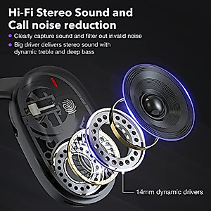 CNIOEPL Open Ear Headphones, Bluetooth 5.3 Wireless Headphones with 130 Degree Adjustable Earhooks, Noise Cancellation Headphone with Charging Case, Waterproof Open Ear Earbuds for Workout