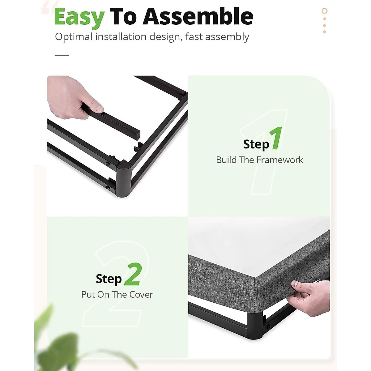 TATAGO King Box Spring 5 Inch Metal Box Spring King Size, King Box Spring Only, Low Profile Box Spring King with Cover, Heavy Duty Mattress Foundation/Bed Base, Easy Assembly, Noise Free, Non-Slip