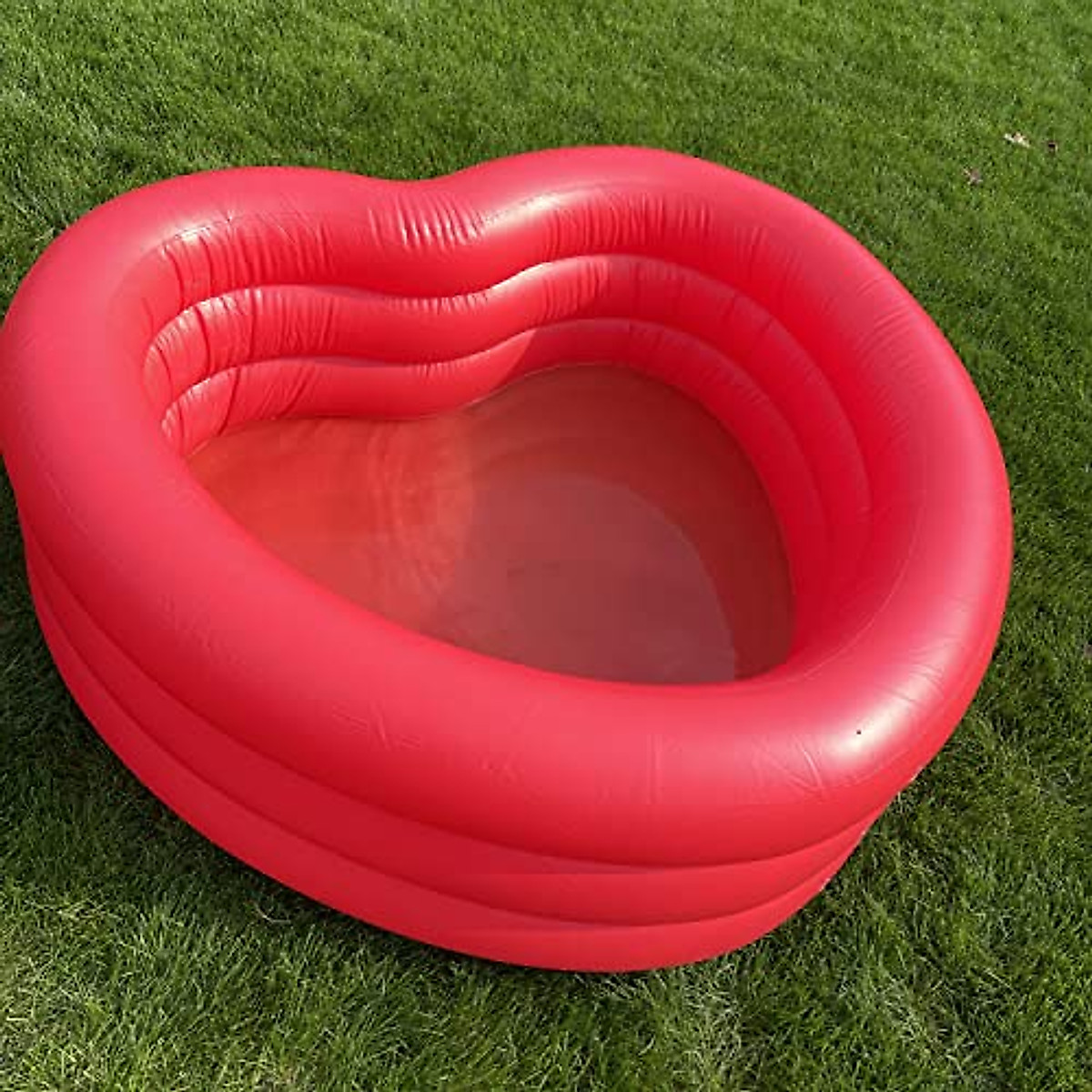 Ban.do Red Heart-Shaped Inflatable Swimming Pool, Large Blow Up Pool Fits 2-3 Adults, Red Heart