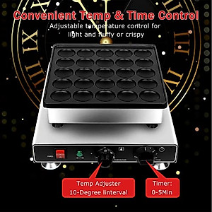 Multifunction Mini Pancakes Maker Machine,Commercial Electric Dutch Pancakes Baker Maker,25PCS Muffin Iron with 2 Interchangeable Nonstick Baking Plates for Home,Restaurants,Kitchen,Snack Bar…