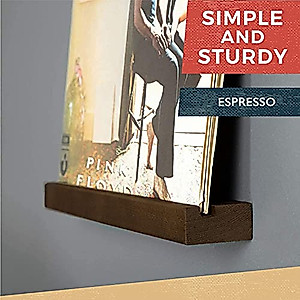 Ilyapa Wood Vinyl Record Shelf Wall Mount, 10 Pack - Espresso Record Album Holder Display Your LP