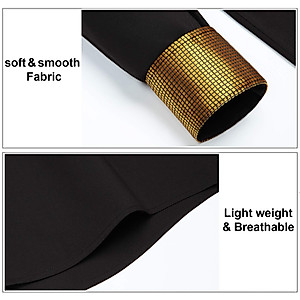 HISDERN Mens Black Dress Shirts Long Sleeve Casual Formal Button Down Shirt for Men Black Gold Plaid Inner Contrast Button Up Club Shirt