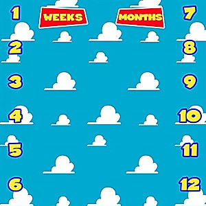 F-FUN SOUL Blue Sky White Clouds Baby Monthly Milestone Blanket 40x40in Nursery Blanket Baby Shower Age Growth Tracker with Bonus Marker LHFS981
