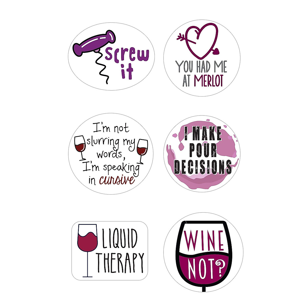 Twerp Funny Wine Glass Markers | Stickers for Stemless Wine Glasses | Set of 12 Static Cling, REUSABLE Stickers | Funny Wine Party Supplies | Great Alternative to Wine Charms