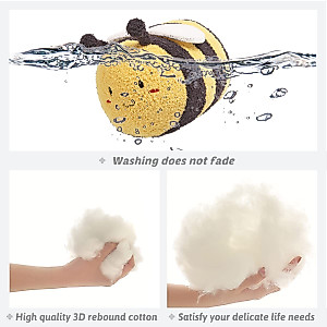 ARELUX 14in Soft Bee Stuffed Animal Plush Toy Cute Fuzzy Bumblebee Plushies Doll Realistic Cartoon Honeybee Anime Pillow Room Decor Birthday for Kids Friends Boys Girls