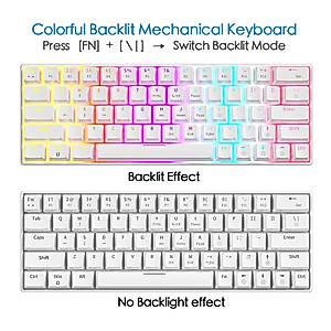 abucow 60% Mechanical Keyboard Wired Hot Swappable Gaming Keyboard 63 keycaps for PC/Mac (White&63)