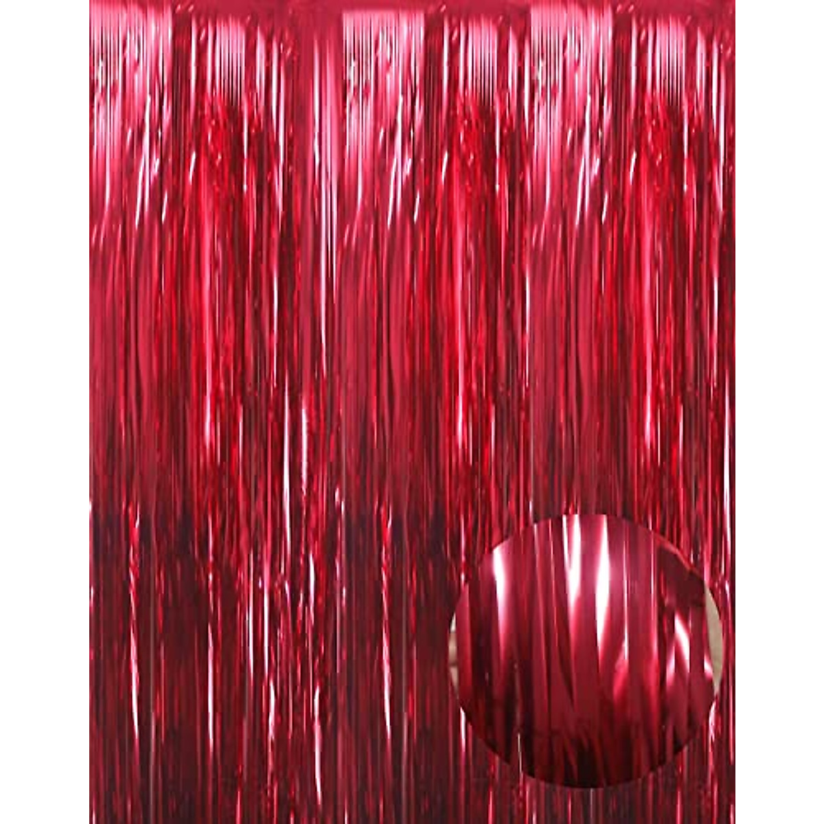 GOER 3.2 ft x 9.8 ft Metallic Tinsel Foil Fringe Curtains for Party Photo Backdrop Wedding Decor (1 Pack,Burgundy)
