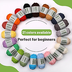 UzecPk 4x50g (7.1Oz) Beginners Crochet Yarn, 4x87Yds Easy Beginner Yarn, Easy-to-See Stitches, Cotton-Nylon Blend Yarn for Crochet Kit Making(Dark Blue&Light Green&Dark Gray&Beige)