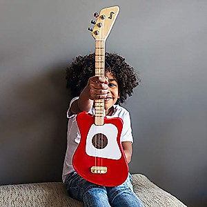 Loog Mini Acoustic kids Guitar for Beginners 3-strings Ages 3+ Learning app and lessons included Black