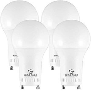 Great Eagle GU24 Led Bulb - A19 Shape, 9W (60W Equivalent), Dimmable, 2700K Warm White, UL Listed, Twist-in Light Bulb, 2 Prong Light Bulbs (4-Pack)