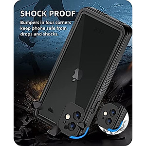 WIFORT iPhone 11 Waterproof Case - Built-in Screen Protector Water Resistant Cover Protective Drop Protection Hard, Shockproof Full Body Defender Tough Military Grade - 6.1" Black