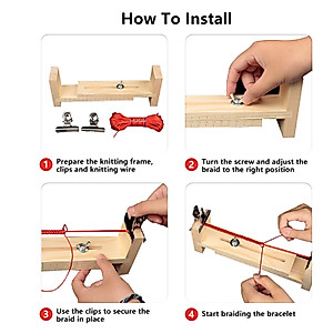 Xximuim Wooden Jig Bracelet Maker, Adjustable Paracord Jig Bracelet Maker U Shape Wooden Frame Bracelet Jig Kit DIY Wristband Rope Knot Braided Fixing Tools