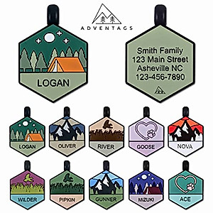 Adventags Silicone Pet ID Tag - Custom Engraving - Quiet Pet Tag - Outdoor Pet Tag - Dog ID Tag