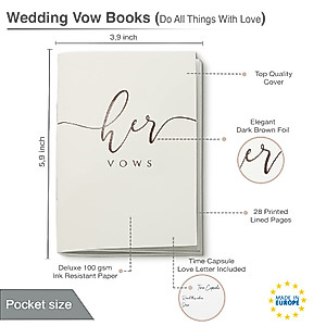 UNITED ESELL Ivory Wedding Vow Books His and Hers – Black Foil Bride and Wedding Notebook with 28 Pages - 5,9" x 3.9" – Vow Renewal - Bridal Shower Gifts - Time Capsule Love Letter (Black)