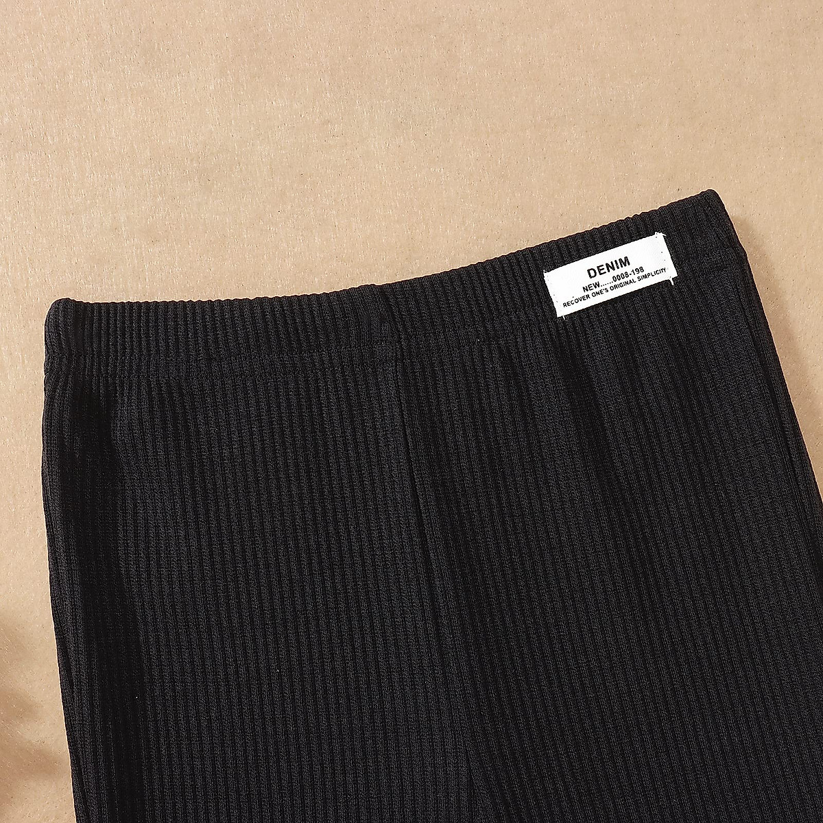 IZYJOY Kids Baby Girl Ribbed Knit Bell Bottoms Solid Color Flared Pants Toddler Elastic Waist Ruffle Leggings Fall Clothes(Black,3-4T)