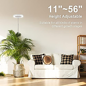 LORDEM Plant Grow Light, Full Spectrum Plant Light for Indoor Plants, Brightness Adjustable LED Growing Lamp with Auto On/Off Timer 4H/8H/12H, Height Adjustable, Ideal for Tall Plants