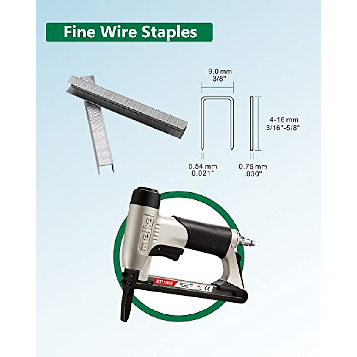 meite 22G71S12 22 Gauge 71 Series 3/8" Crown Wide 1/2" Leg Length Galvanized Staples for Upholstery Stapler 10,020 PCS/Box (1 Box)