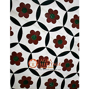 White 47" Marble Round Dining Table Top Stunning Inlay Handmade Marquetry Arts Outdoor Furniture