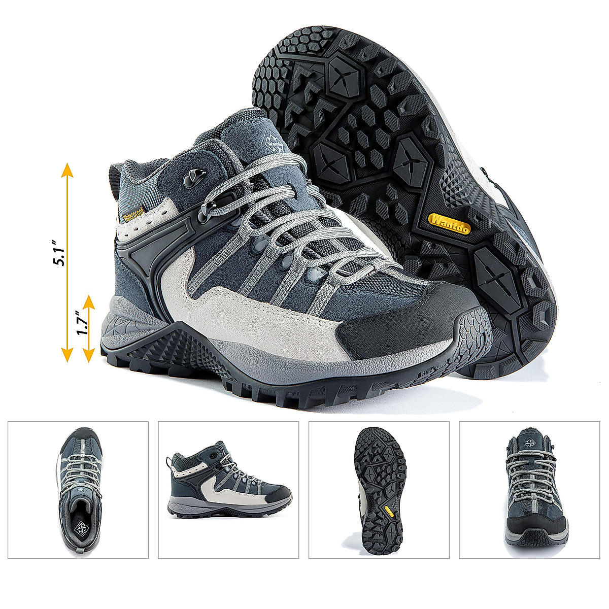 Wando Women's Winter Waterproof Boots Lightweight and hard-wearing Outdoor Hiking Shoes Anti slip Work Boots Tactical Boots.