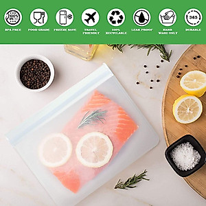 Coupount 10 Pack Reusable Ziplock Bags Silicone,Reusable Food Storage Bags,Leakproof Reusable Freezer Bags, BPA Free Reusable Food Storage Bags
