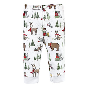 Hudson Baby Unisex Baby Cotton Pants and Leggings, Christmas Forest, 12-18 Months