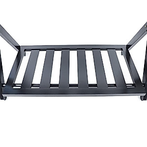 BILPIKOGoo Folding Luggage Rack Wooden Suitcase Luggage Stand for Home Bedroom Hotel with Shelf, Travel Suitcase Holder Shoes Storage Stand