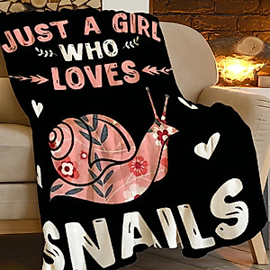 Snail Blanket Cozy Plush Just A Girl Who Loves Snails Throw Blanket Flannel Fleece Ultra Soft Fuzzy Party Blankets Gifts for Adult Kids Boys Girls Women Men 50"X40"