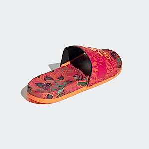 adidas Women's Adilette Comfort Slide Sandal, Signal Orange/Signal Orange/Vivid Berry, 6
