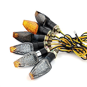 BESULEN Motorcycle Turn Signal Lights, 4Pcs Motorbike Turn Signals Indicators, 14 LED 12V LED Indicator Blinker, Amber Lamp LED Stalk Arrow Front Rear Lights (Black)