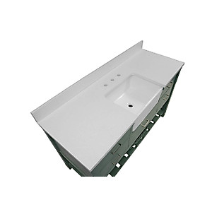 Kitchen Bath Collection Charlotte 60-inch Single Bathroom Vanity (Quartz/Sage Green): Includes Sage Green Cabinet with Stunning Quartz Countertop and White Ceramic Farmhouse Apron Sink