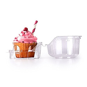 pack of 50 individual cupcake containers Strong and Sturdy Clear Plastic Cupcake Muffin Containers disposable 1 Compartment cupcake containers Cupcake Carrier Holder single cupcake favor box plastic