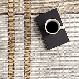 nuLOOM 7' x 9' Upgraded Performance Outdoor Area Rug, Stain Resistant, Durable, Modern, Patio, Balcony, Living Room, Dining Room, Damsel Beige