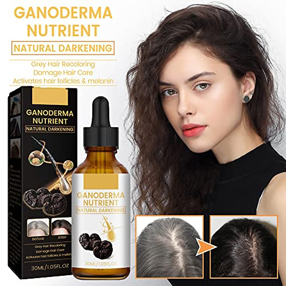 Darka Anti-greying Hair Serum, Darka Pro Anti-greying Hair Serum, Darka Anti Gray Hair Serum, Ganoderma Nutrient Natural Darkening, Regrow Thicker, Fuller, Healthier Hair (5PCS)